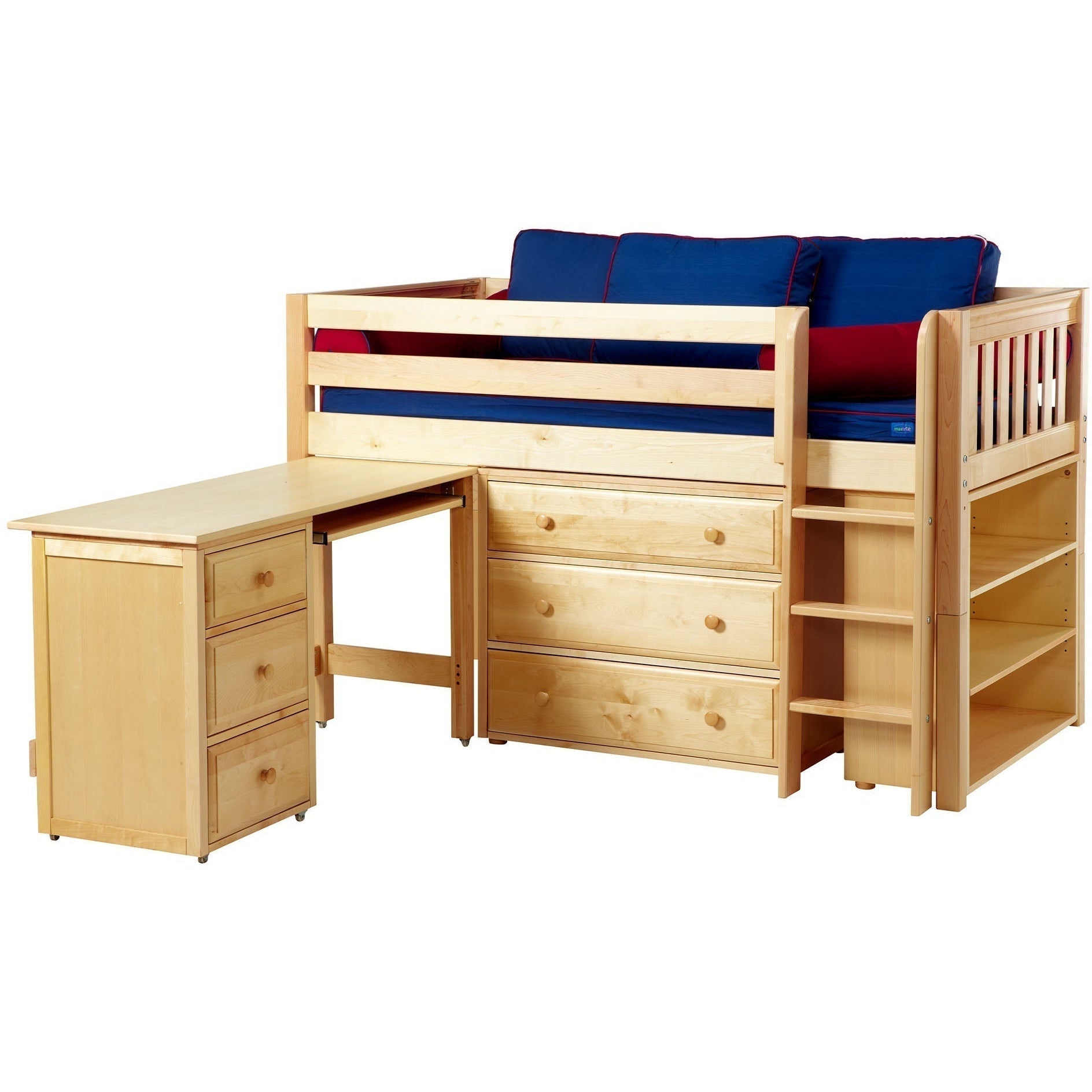 Maxtrix Twin Low Loft Bed with Straight Ladder with Storage – Kids ...