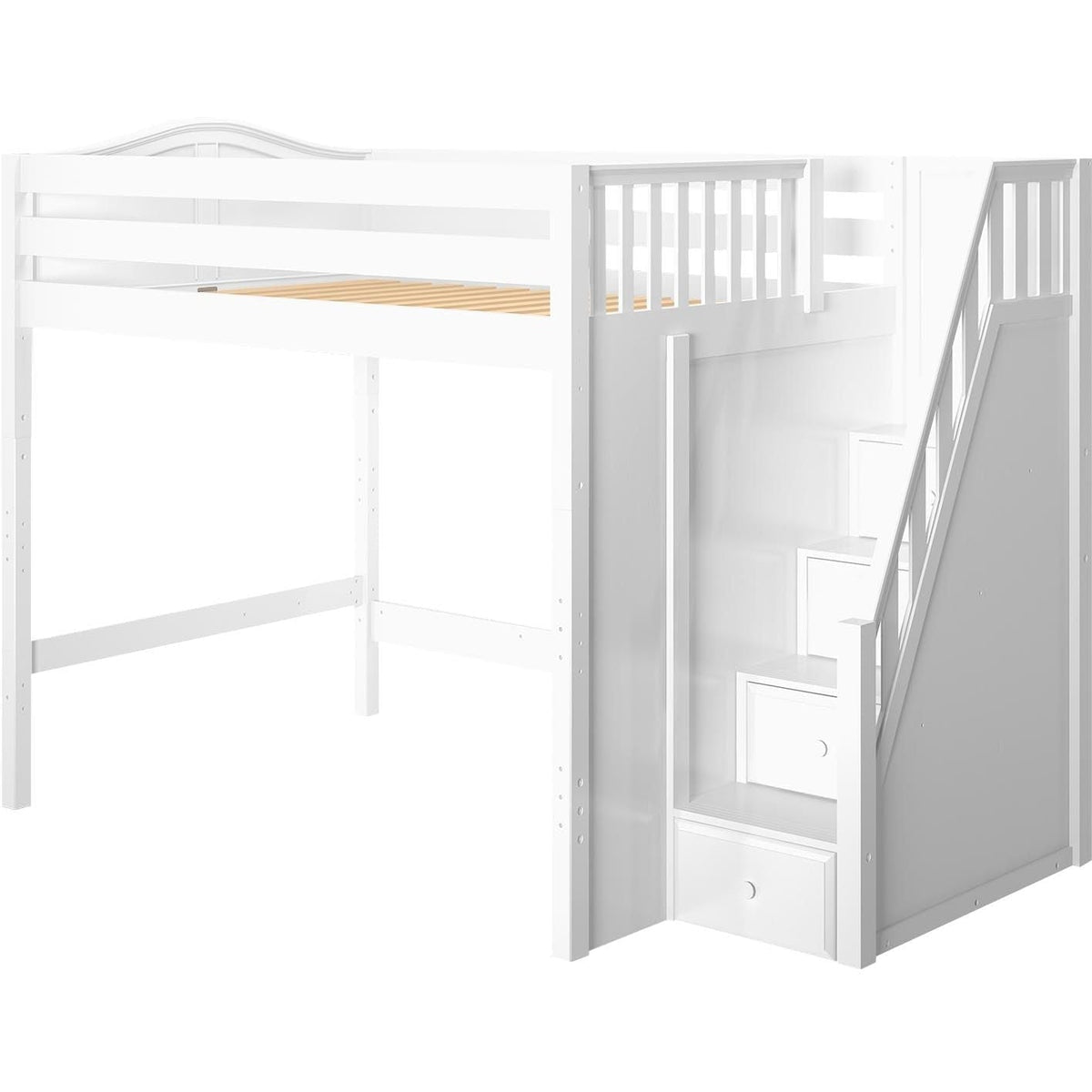 Maxtrix Full High Loft Bed with Stairs – Kids Bedroom Gallery