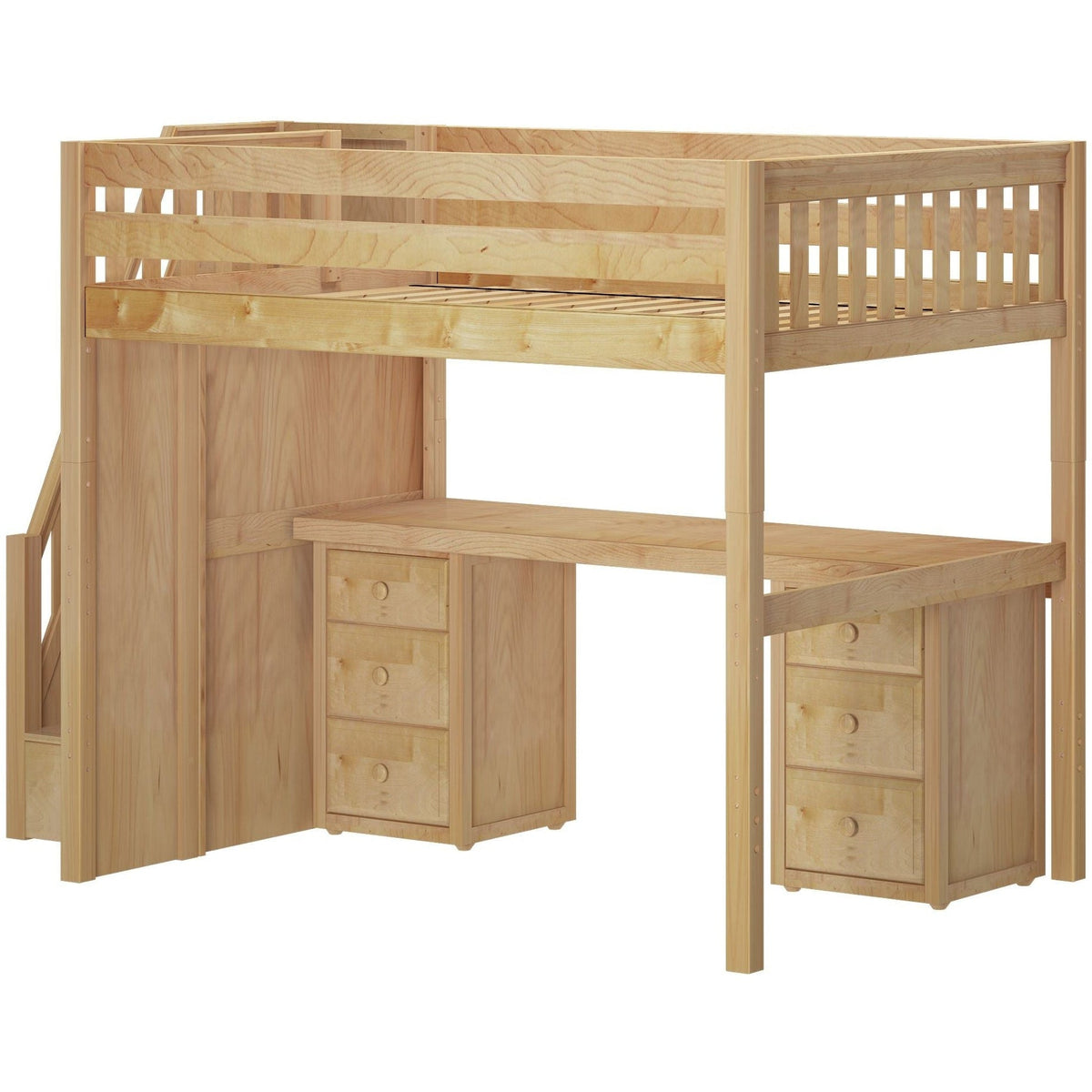 Maxtrix Full High Loft Bed with Stairs + Long Desk – Kids Bedroom Gallery