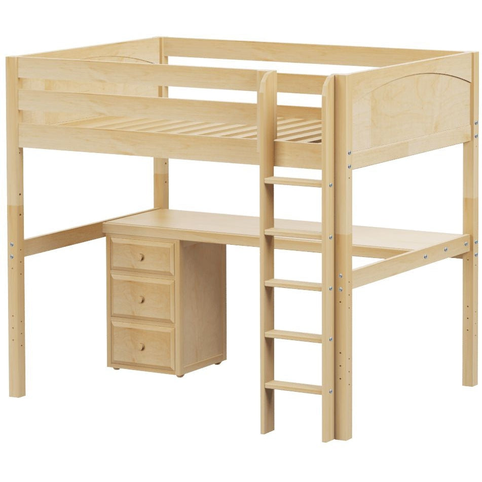 Maxtrix Full High Loft Bed with Straight Ladder and Long Desk – Kids ...