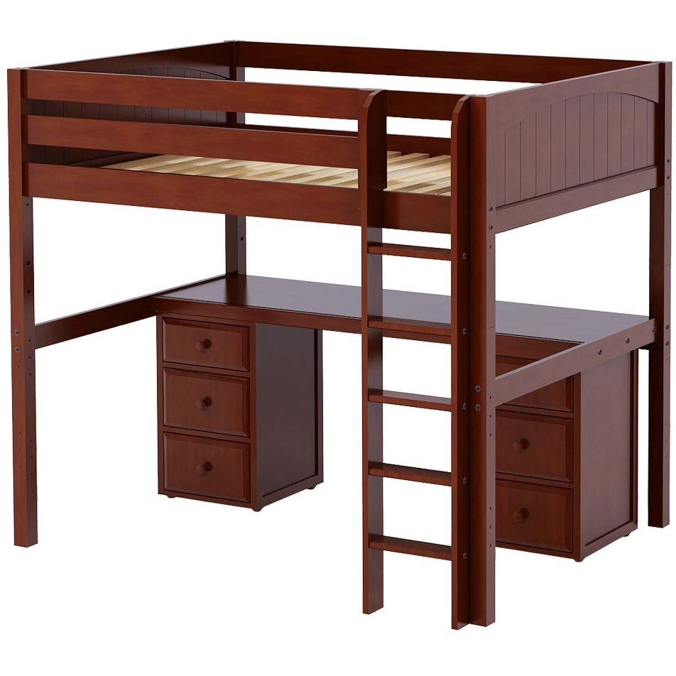 Maxtrix Full High Loft Bed with Straight Ladder and Long Desk – Kids ...