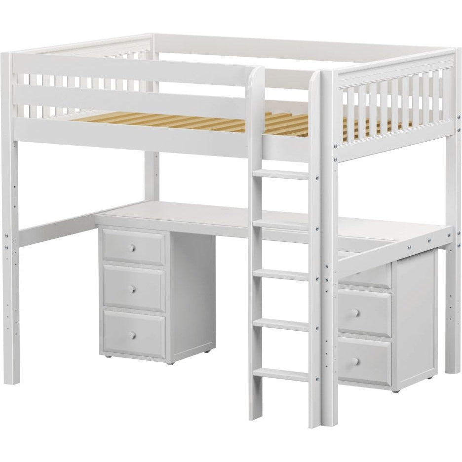 Maxtrix Full High Loft Bed with Straight Ladder and Long Desk – Kids ...