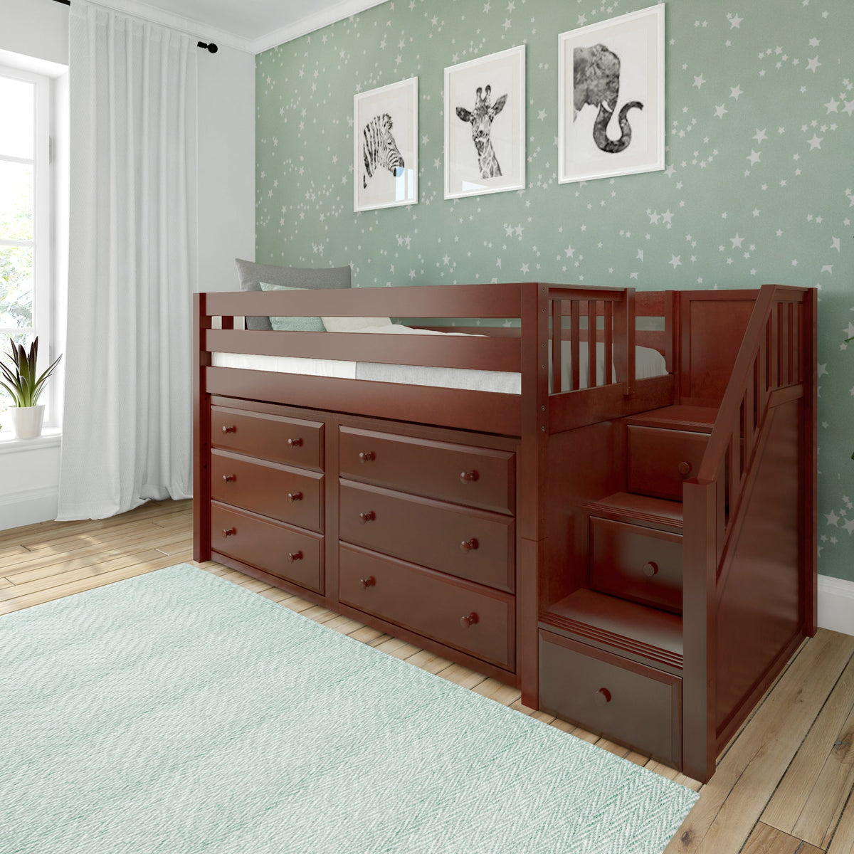 Maxtrix Twin Low Loft Bed with Stairs with Storage – Kids Bedroom Gallery