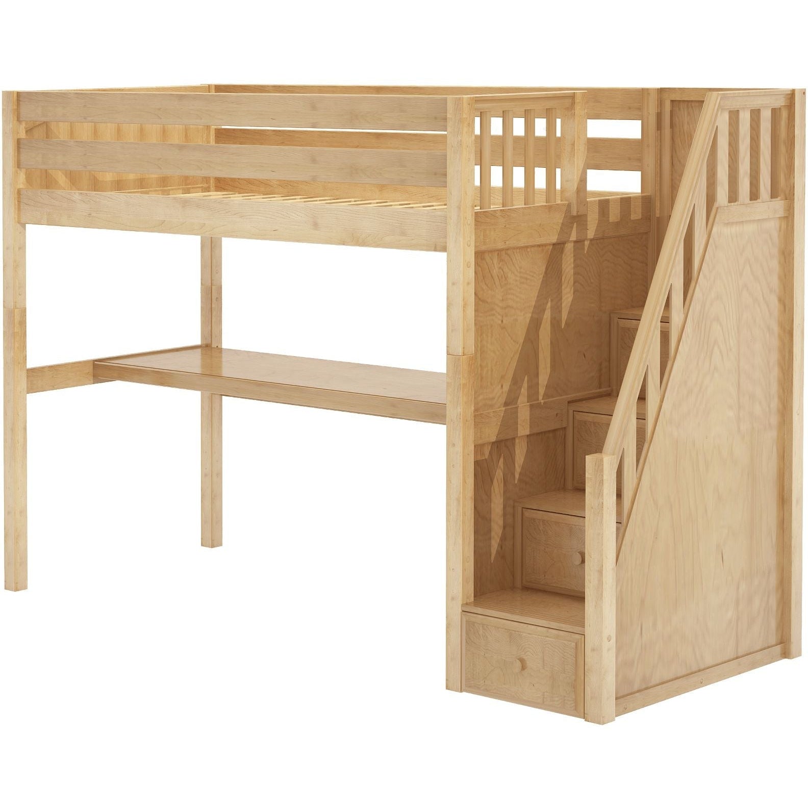 Maxtrix Twin High Loft Bed with Stairs with Long Desk – Kids Bedroom ...