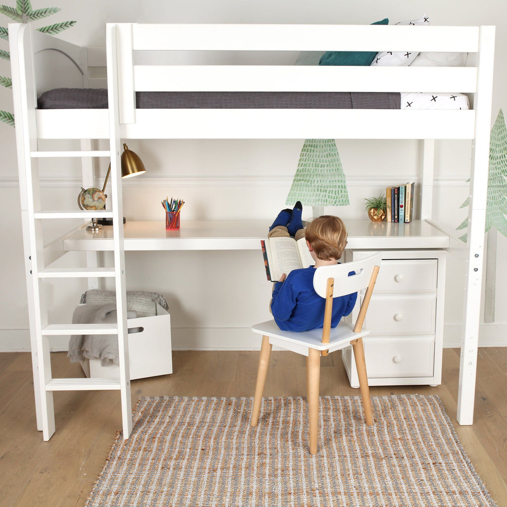 Maxtrix Twin High Loft Bed with Straight Ladder and Long Desk – Kids ...