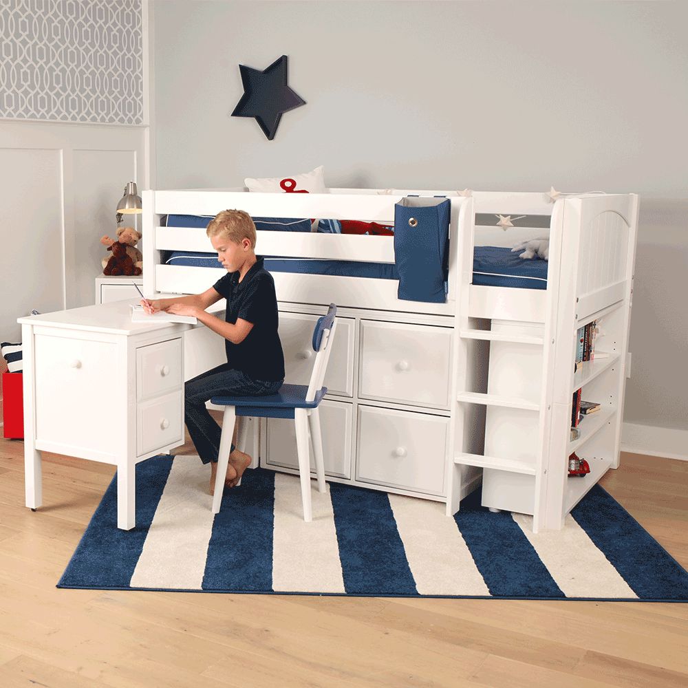 Maxtrix Twin Low Loft Bed with Straight Ladder with Storage – Kids ...